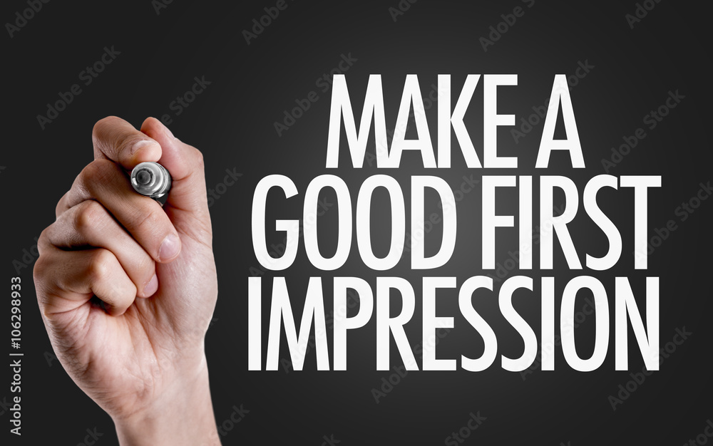 Hand writing the text: Make a Good First Impression Stock Photo | Adobe ...