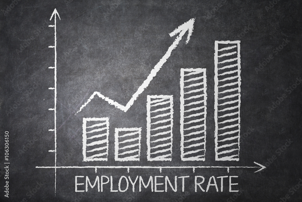 Employment rate chart on the blackboard Stock Illustration | Adobe Stock