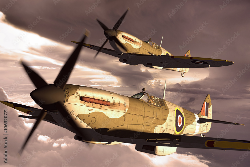Supermarine Spitfire 3D rendering Stock Illustration | Adobe Stock