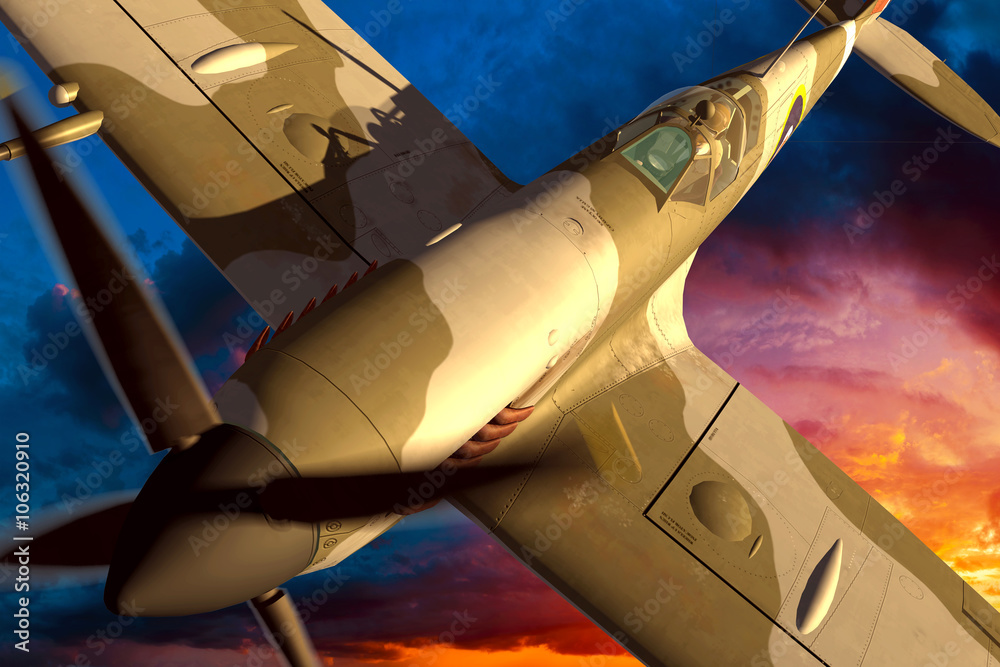 Supermarine Spitfire 3D rendering Stock Illustration | Adobe Stock
