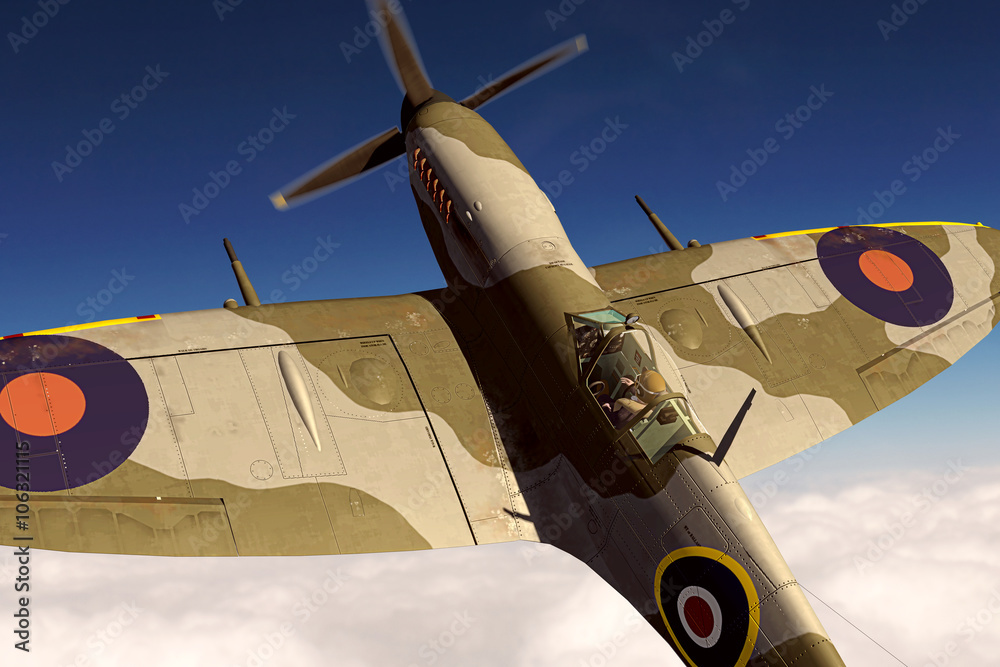 Supermarine Spitfire 3D rendering Stock Illustration | Adobe Stock