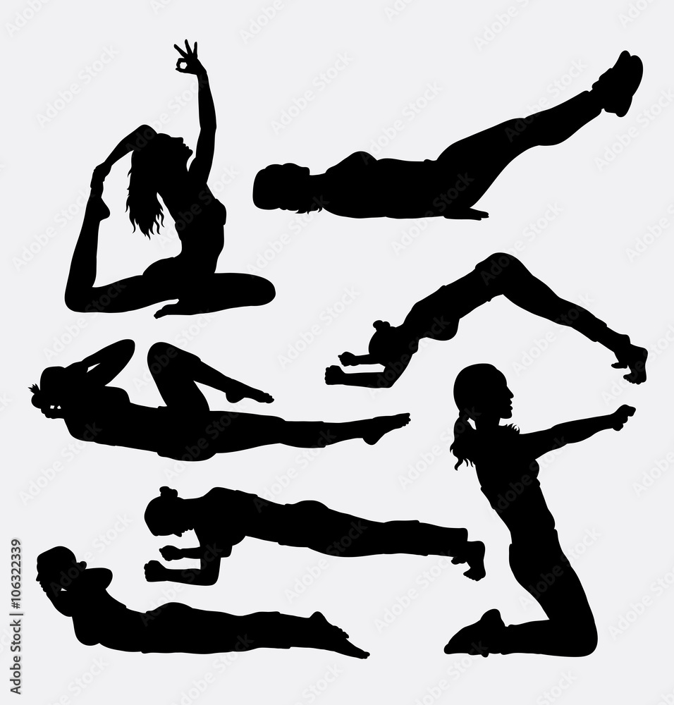 Pilates woman training sport silhouette 5. Good use for symbol, logo ...