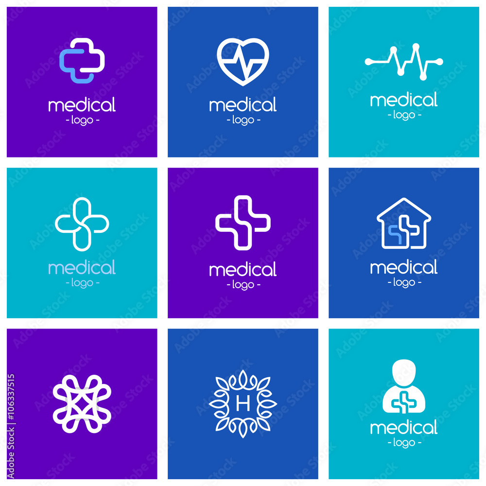 Medical Pharma Health Care logo design element set Stock Vector | Adobe ...