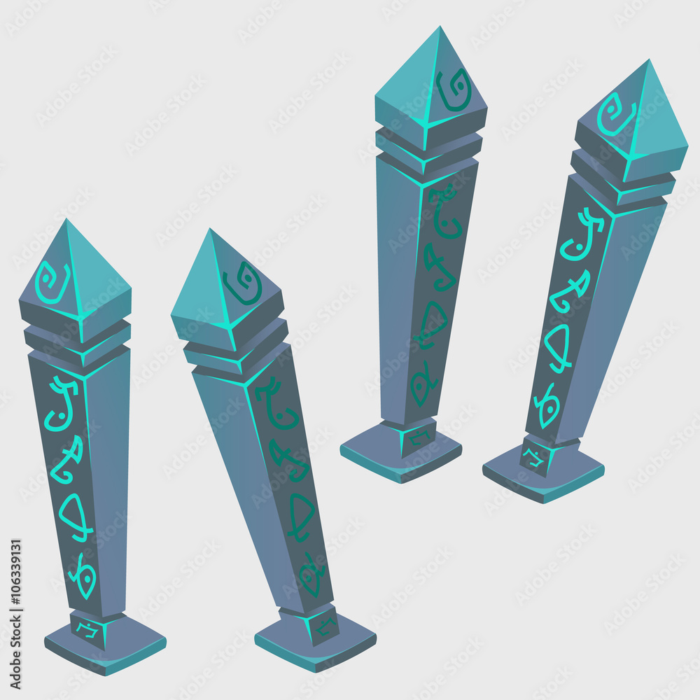 Magical artifacts with runes, cartoon image Stock Vector | Adobe Stock