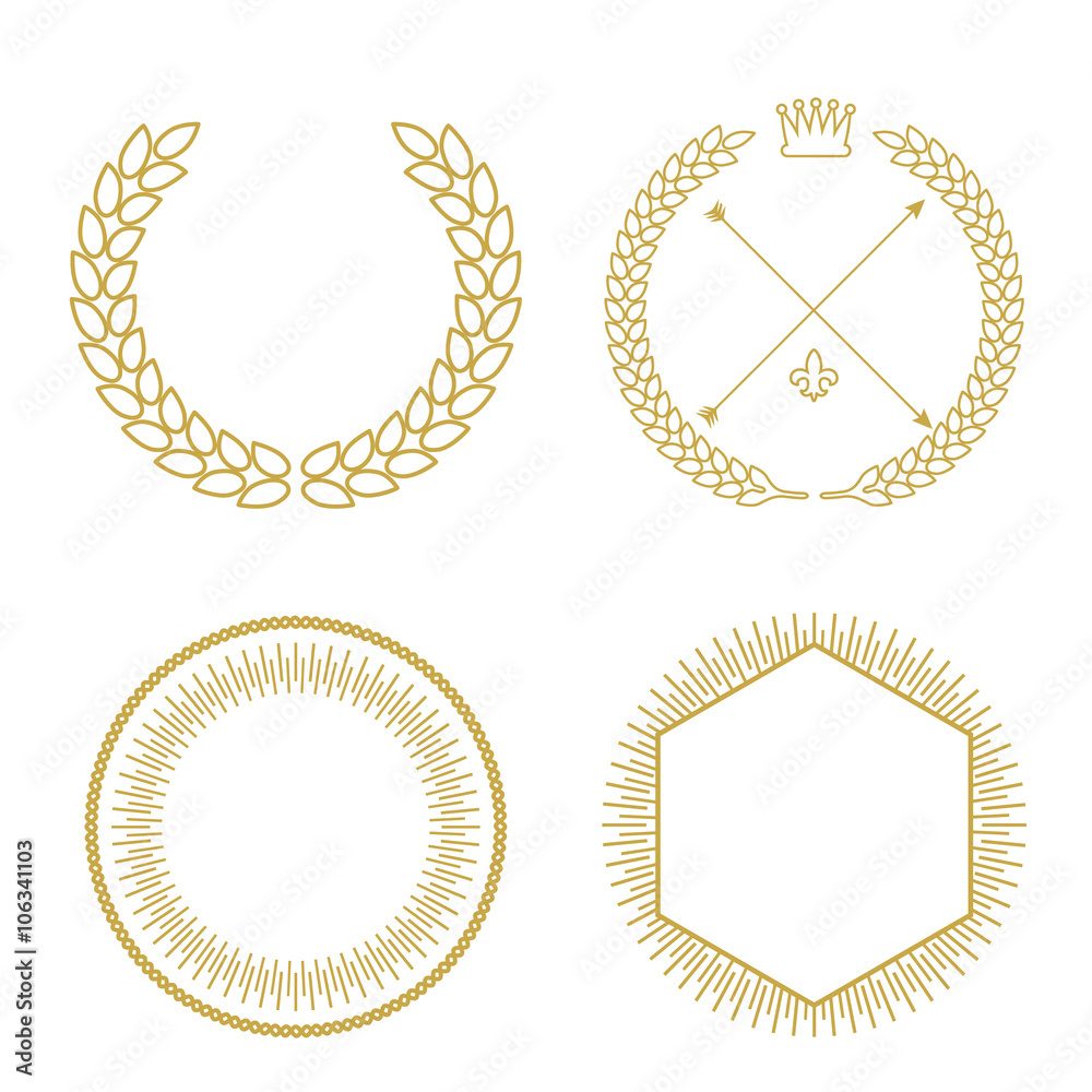 Vector set of outline emblems and badges - abstract linear hipster logo ...