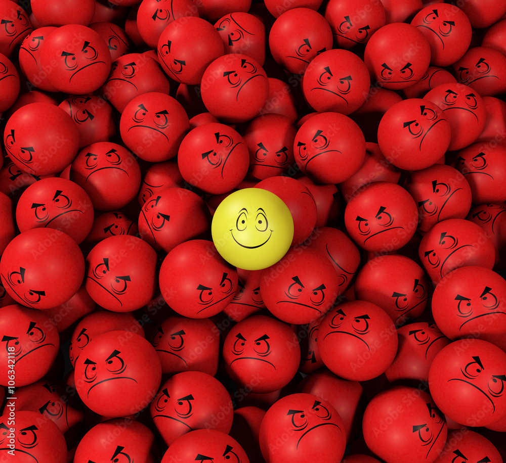 Smile among angry faces Stock Illustration | Adobe Stock