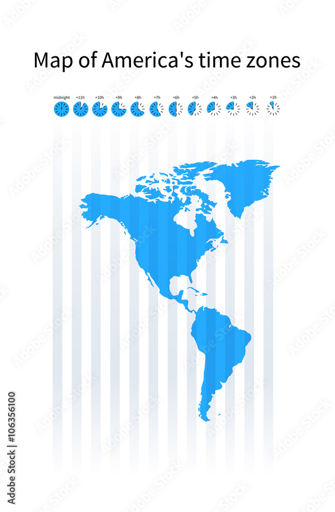Map of America's time zones, blue silhouette. Stock Vector | Adobe Stock