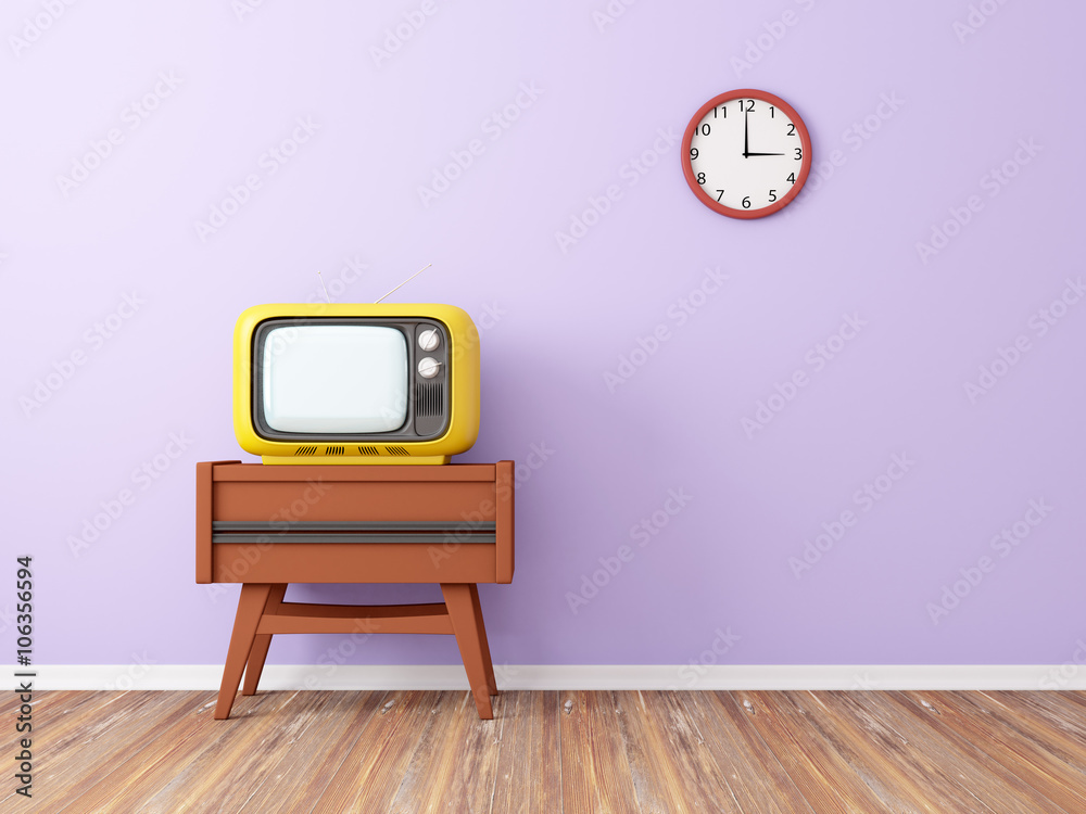 retro tv wall clock Stock Photo | Adobe Stock