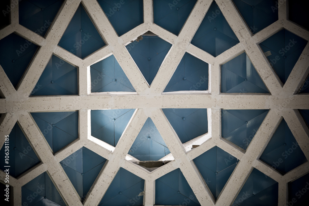 Architectural detail texture background with oriental hexagonal grid ...