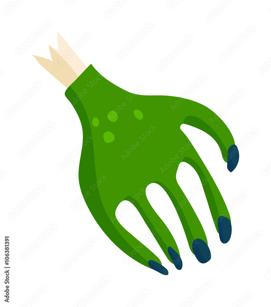 Zombie halloween cartoon death hand with blue claw vector illustration ...