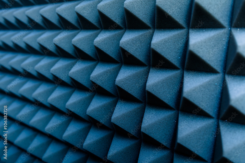 Dampening acoustical foam on recording studio wall Stock Photo | Adobe ...