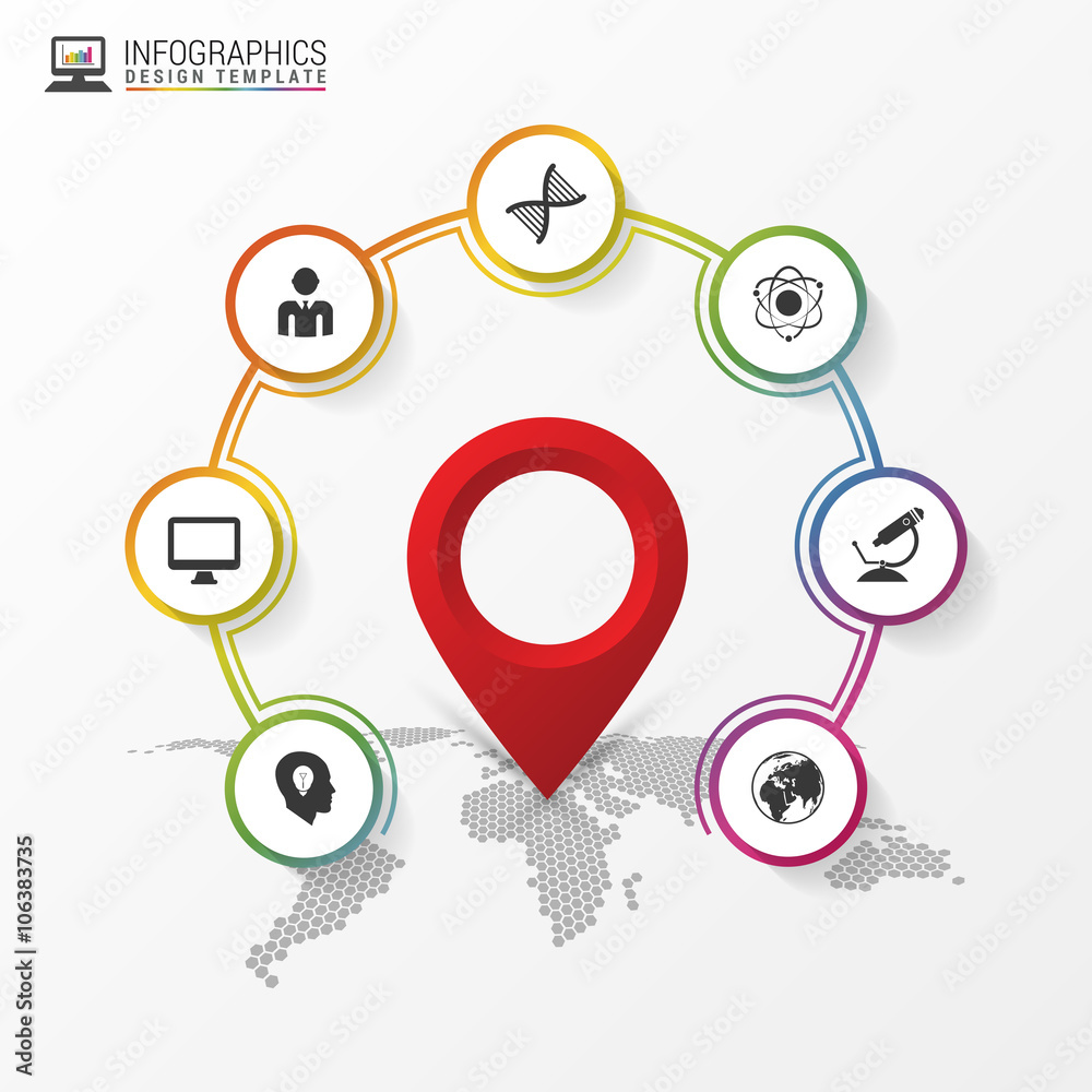 Infographic design. Report template with location pointer. Vector Stock ...