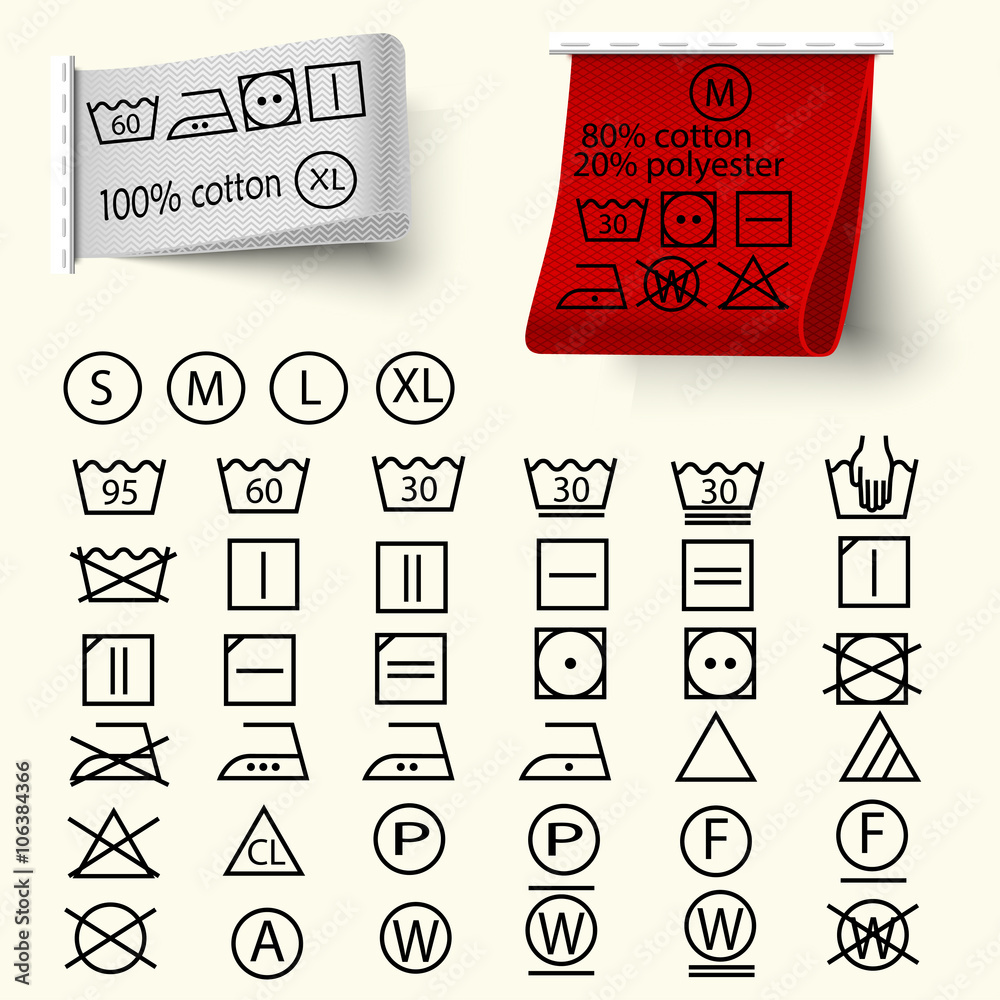Textile care signs Stock-Vektorgrafik | Adobe Stock
