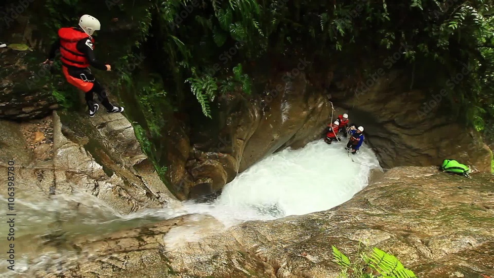 Stunning wide angle footage capturing a person's exhilarating leap into ...