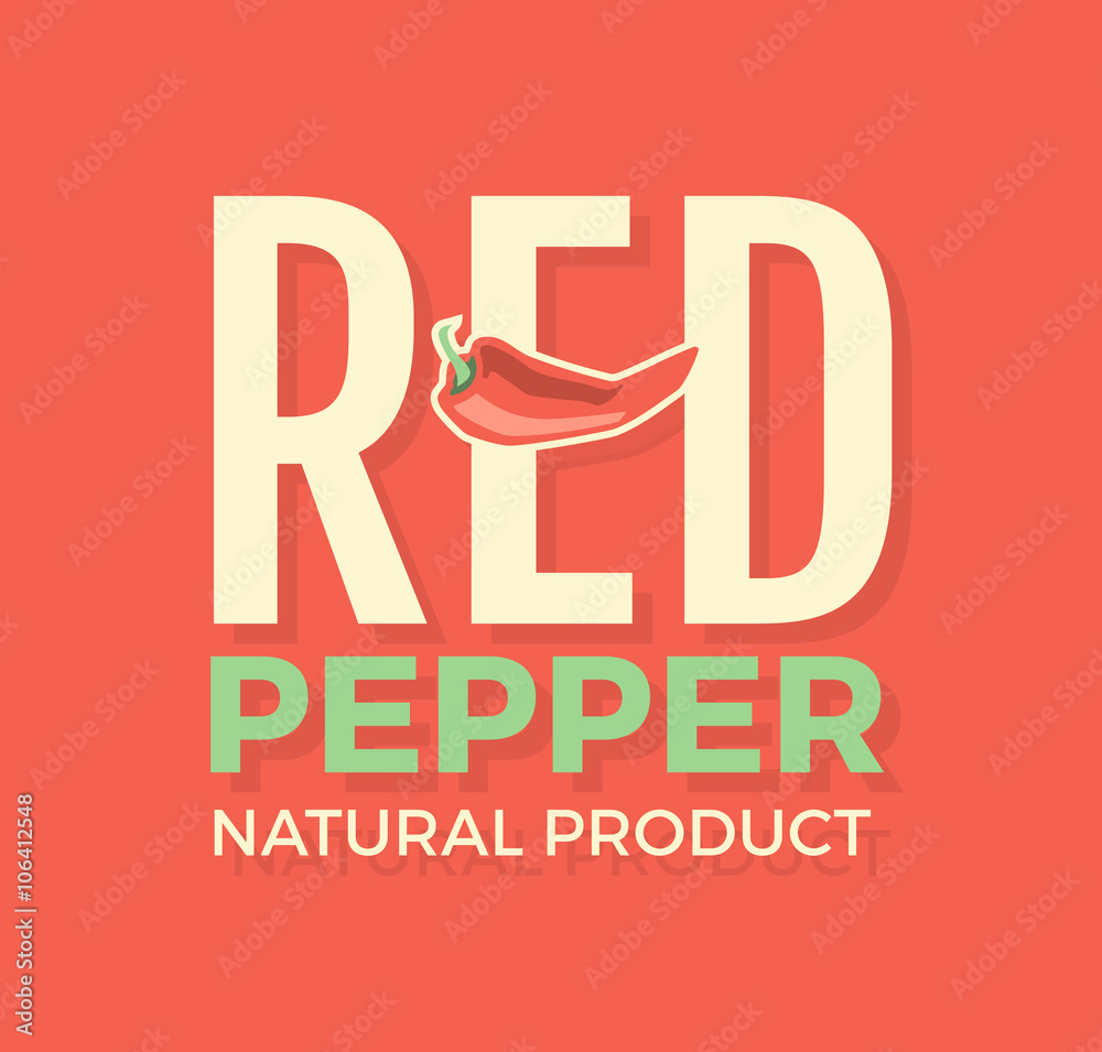 Vecteur Stock White and green logo with word Red pepper natural product ...
