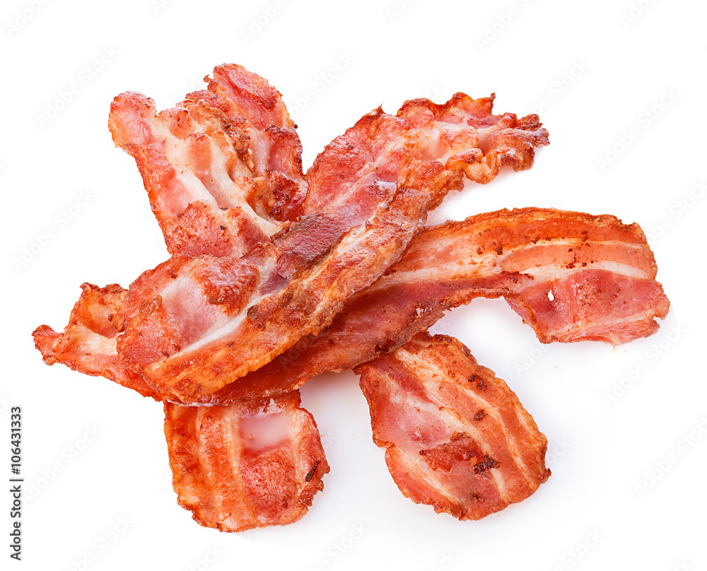 Cooked Bacon White Background