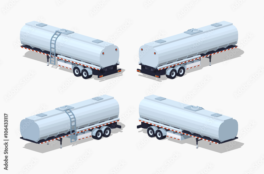 Tank trailer. 3D lowpoly isometric vector illustration. The set of ...
