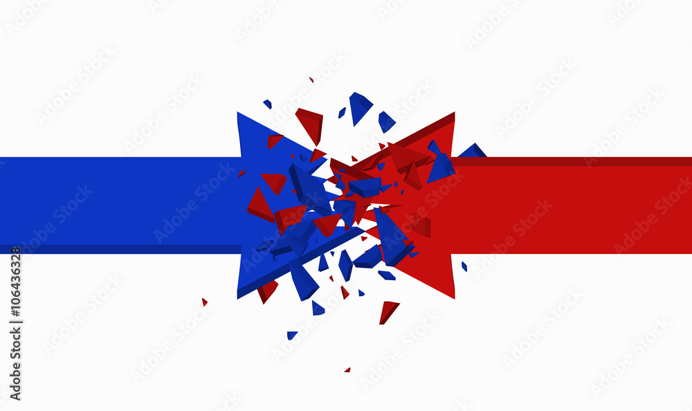 Opponents clash concept. Abstract vector background with arrows. Two ...