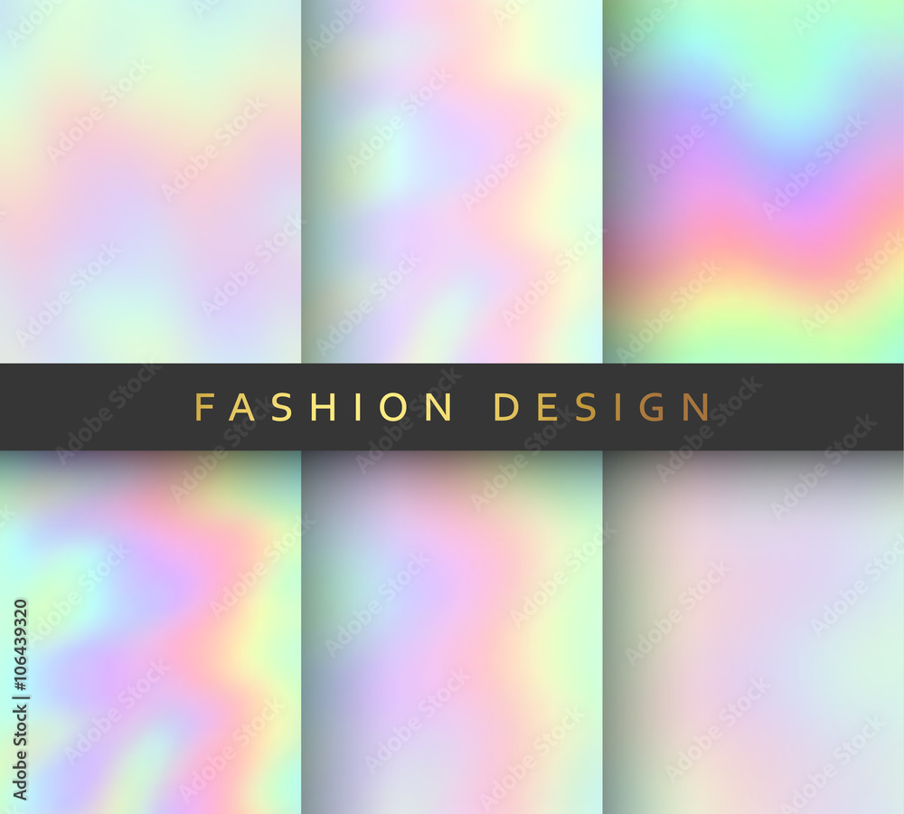 Set of 6 realistic holographic backgrounds in different colors for ...