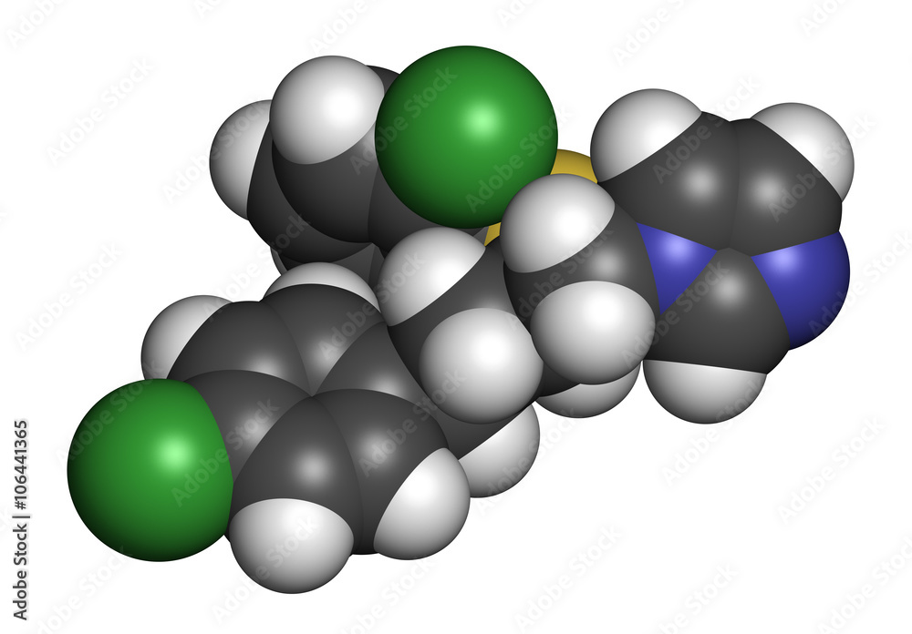 Butoconazole antifungal drug molecule. 3D rendering. Stock Illustration ...