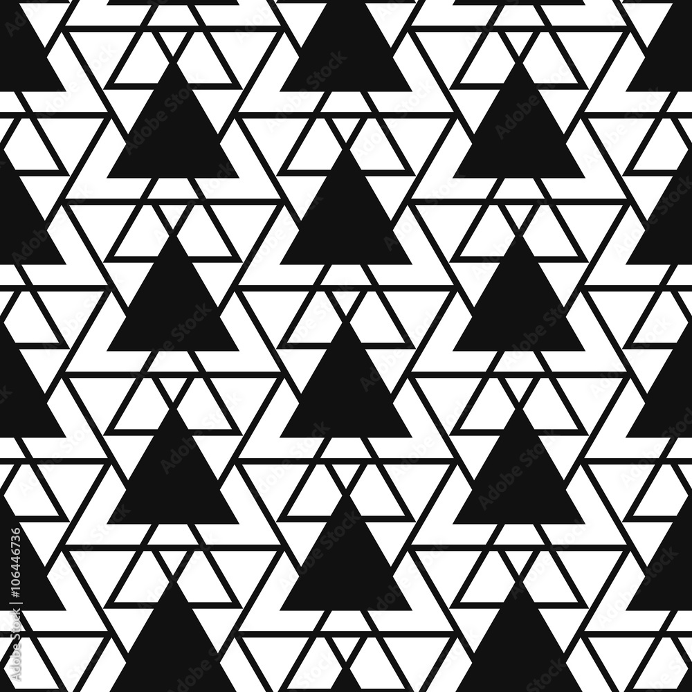 Simple reticulate triangle net shape black and white seamless pattern ...