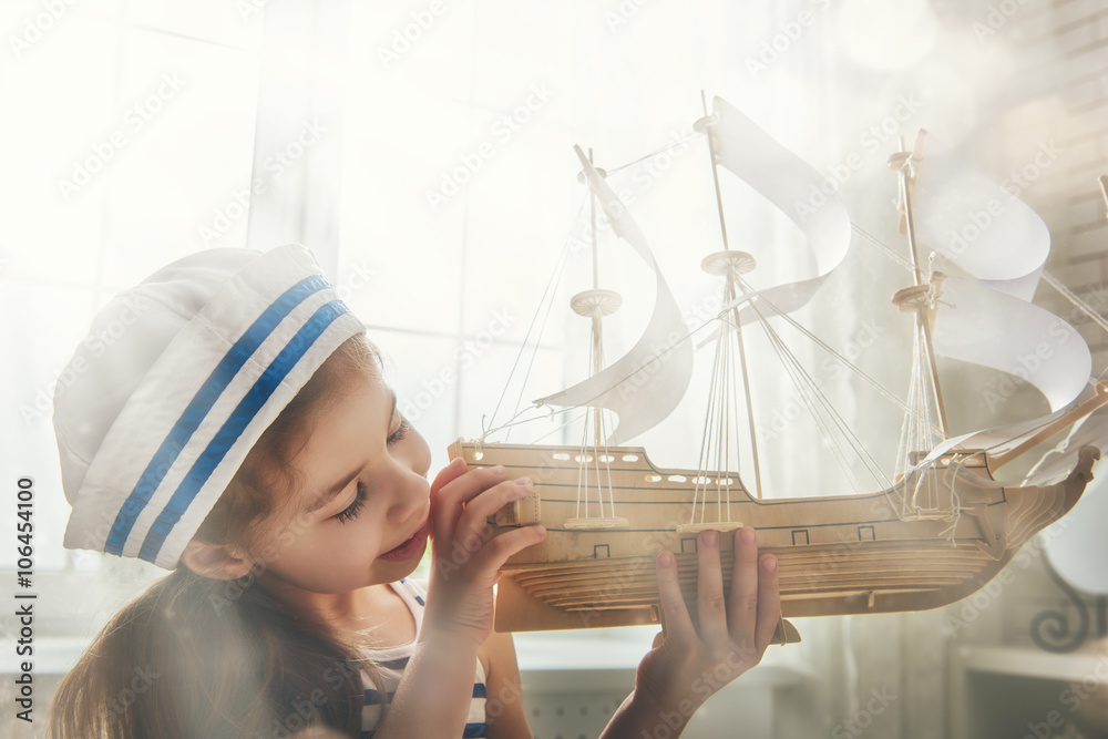 girl making model ship Stock Photo | Adobe Stock