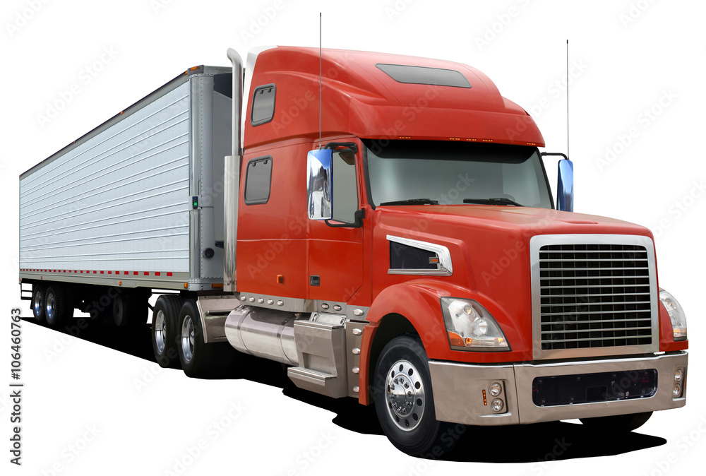 Red truck front side view isolated on white background. Stock ...