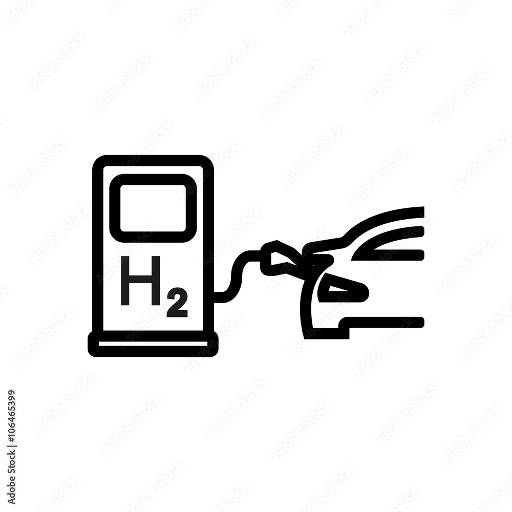 Vector line car hydrogen station icon. Fuel Cell Car. Stock Vector ...