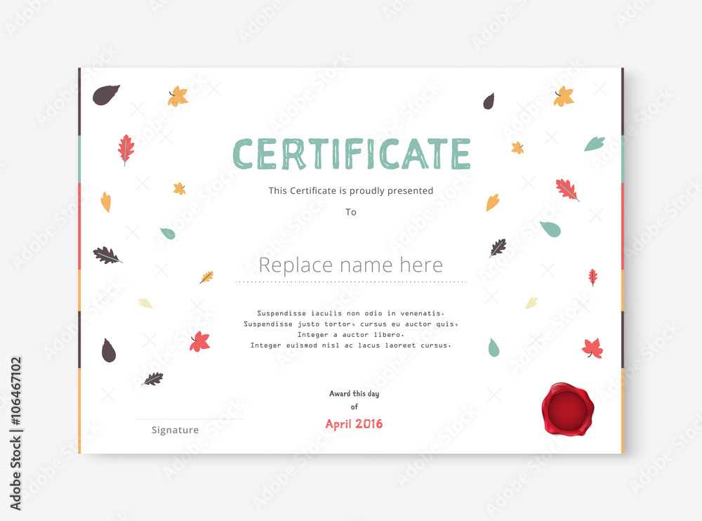 Hand drawn certificate template. diploma template design. vector Stock ...