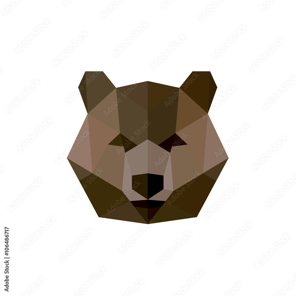 Grizzly Bear in polygon design style with flat faces vector ...