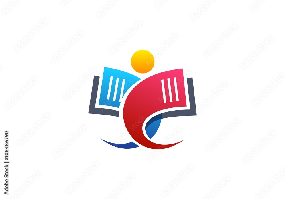 open book and reading logo icon education, digital data notes documents ...