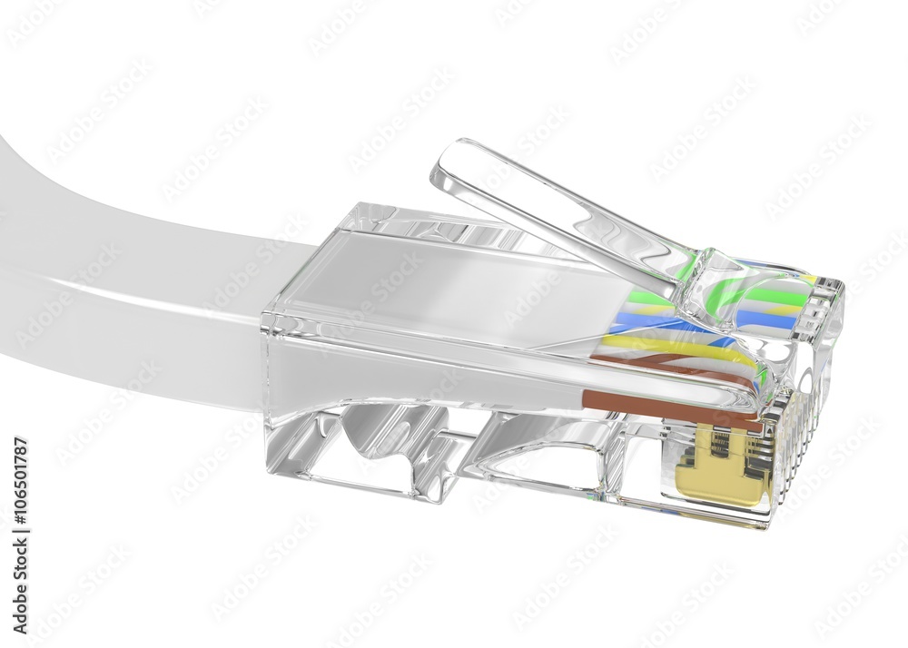 wire rj-45 on a white background, isolated. 3D rendering. Stock ...