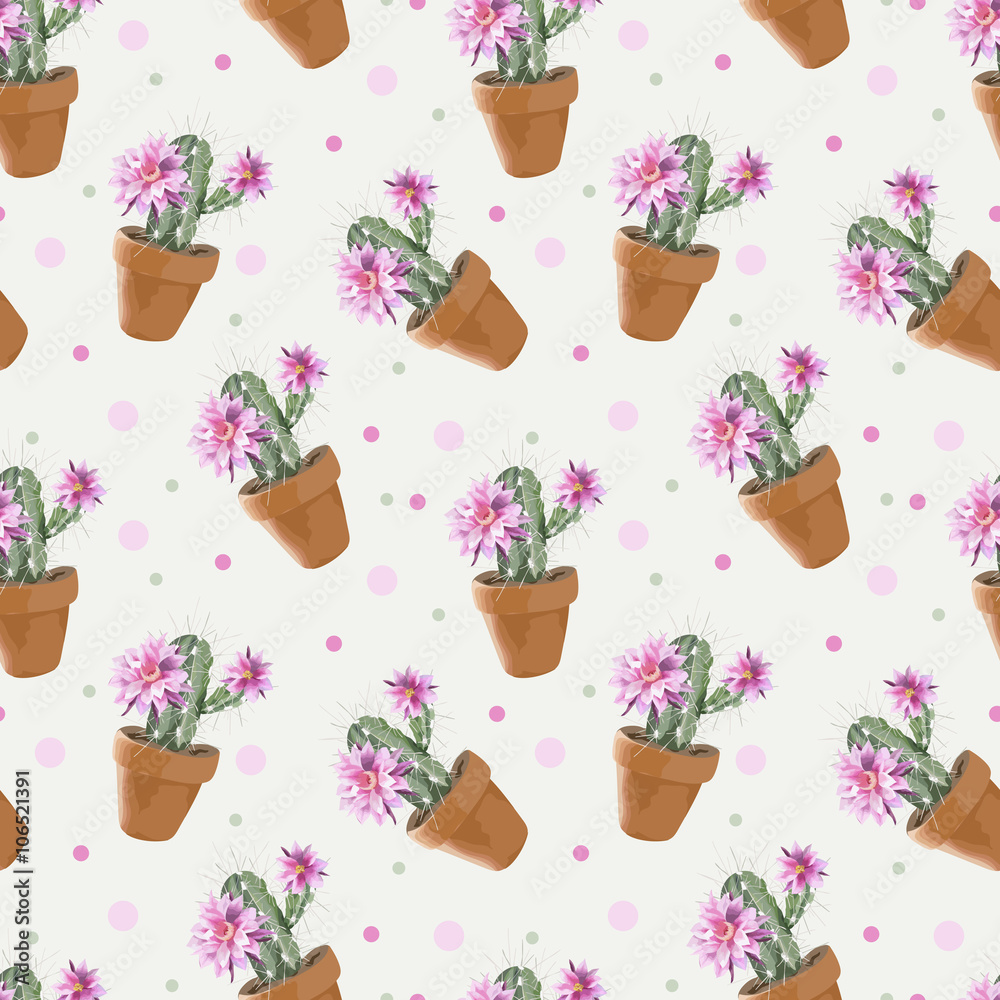 Vector Cactus Background. Seamless Pattern. Exotic Plant. Tropic Stock ...
