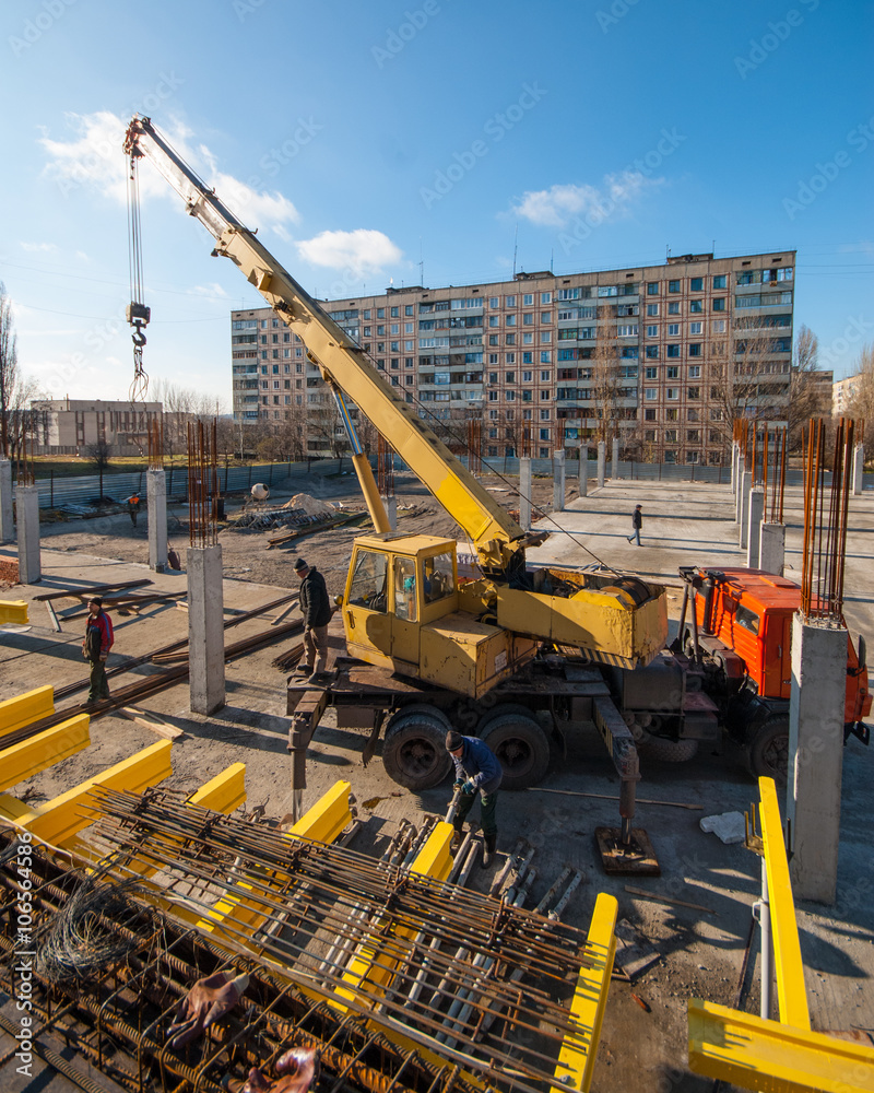 preparation of the formwork and rebar for concrete pouring Stock Photo ...