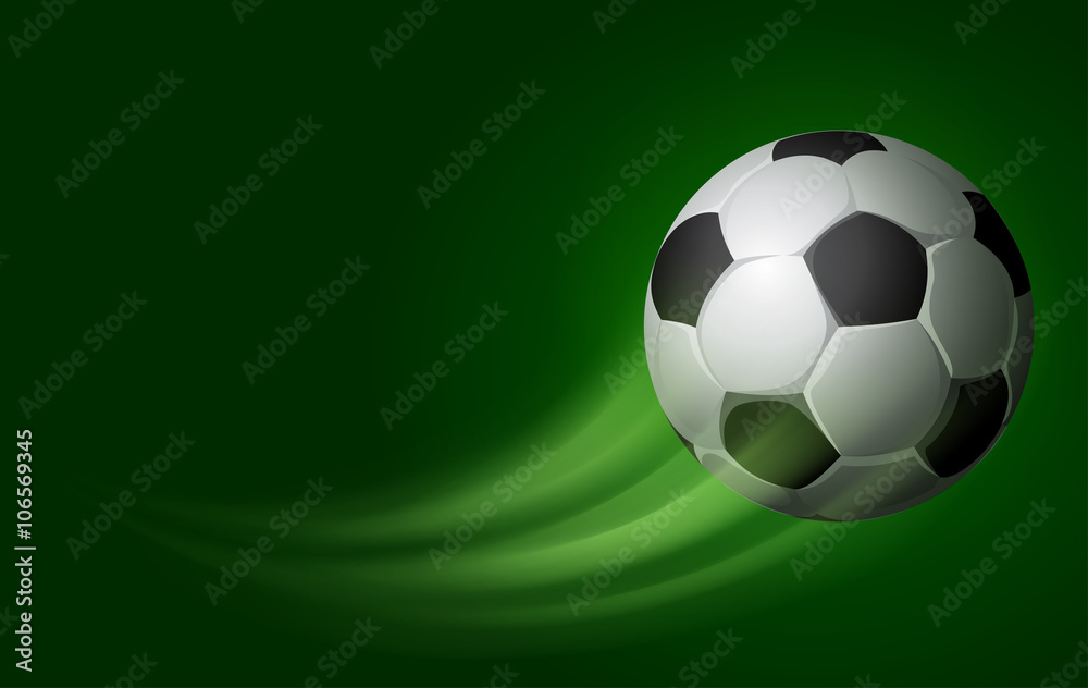 Card for Football Club with Flying Soccer Ball on Green Background ...