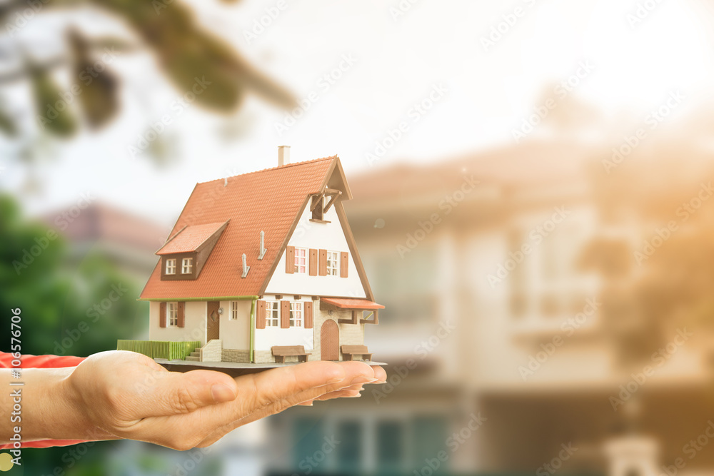 .New home ,Woman show model house Stock-Foto | Adobe Stock