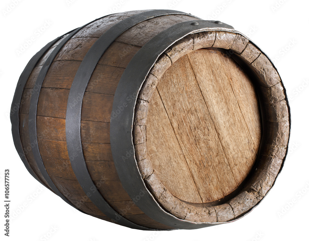 wood barrel, cask, isolated on white background with clipping path ...