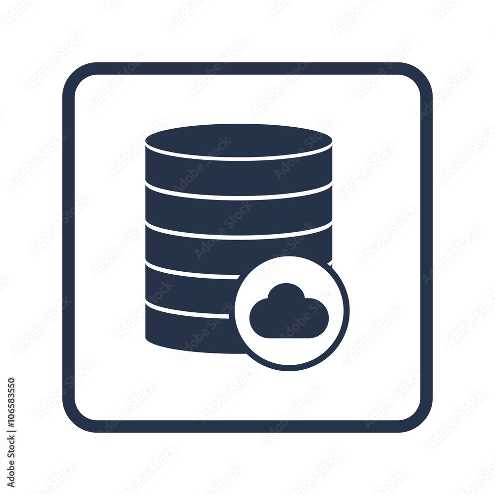 Database-cloud icon, on white background, rounded rectangle border ...
