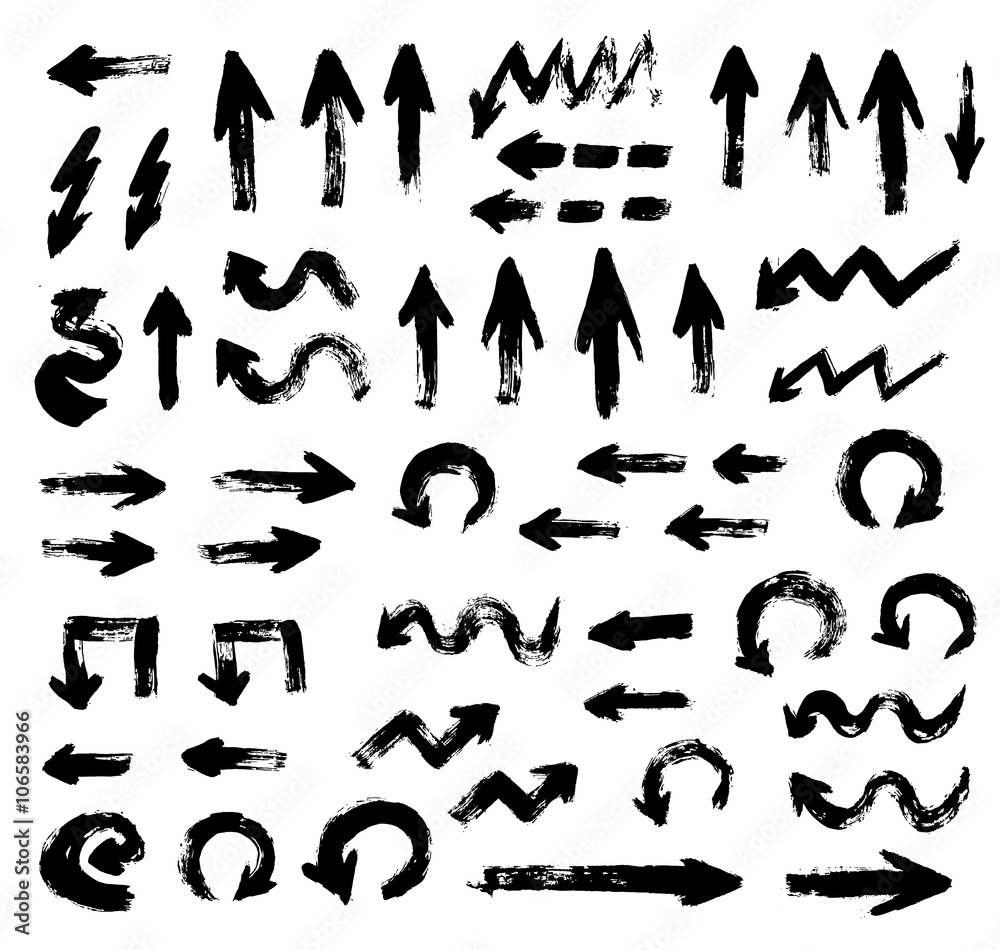 Big Set of Painted Arrows Stock Vector | Adobe Stock