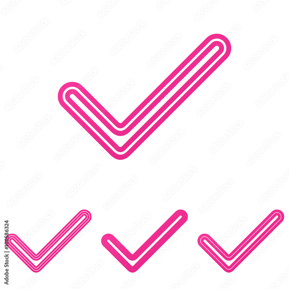 Pink check mark logo design set Stock Vector | Adobe Stock