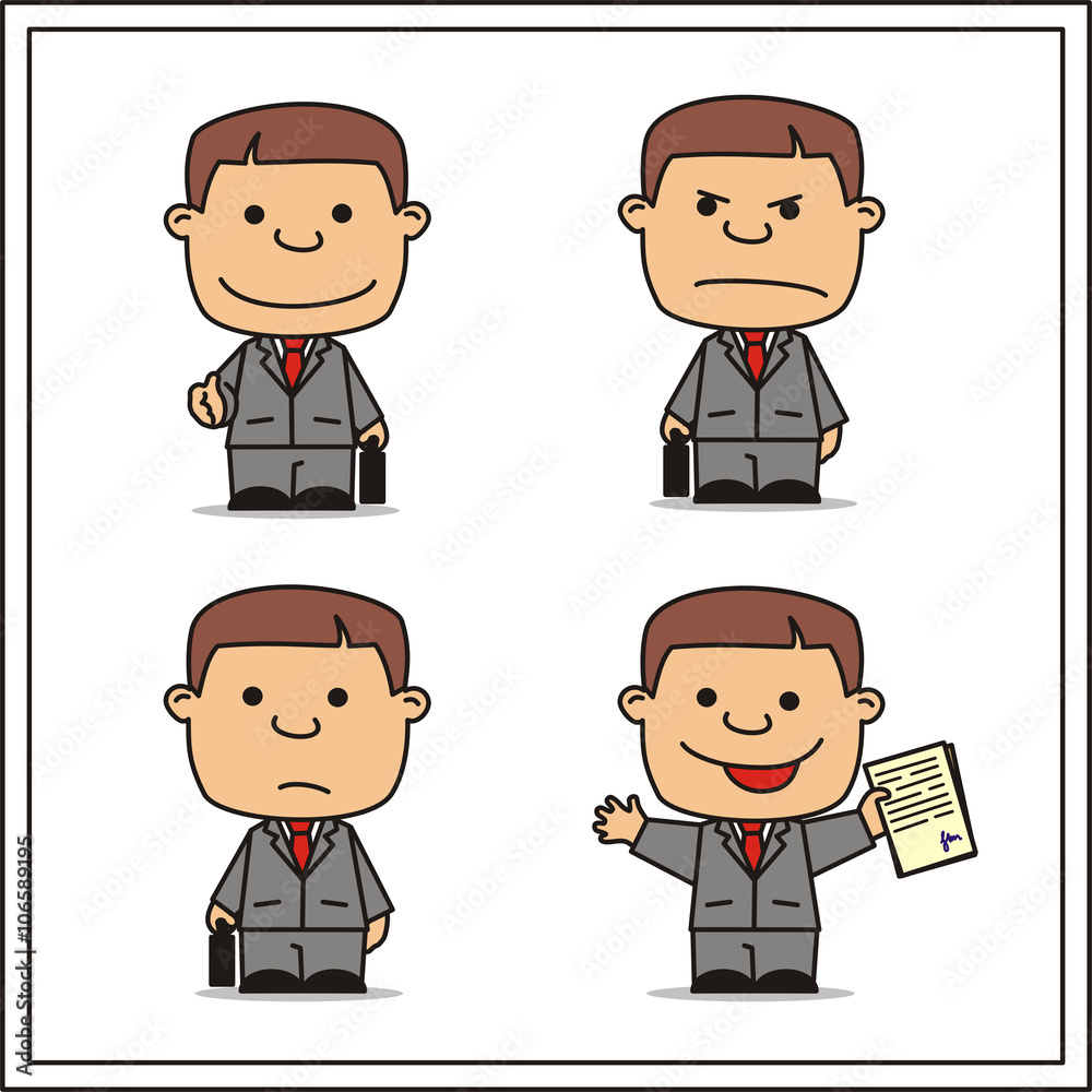 Cartoon businessman and manager. Collection isolated managers on white ...