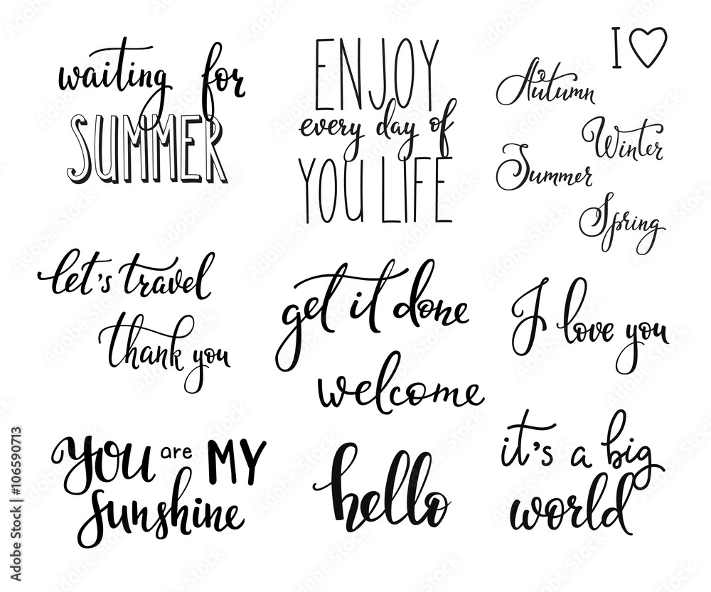 Lettering photography overlay set. Stock Vector | Adobe Stock