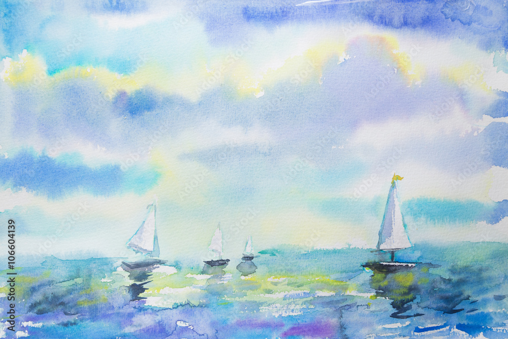 abstract watercolor hand painted landscape background textured paper ...