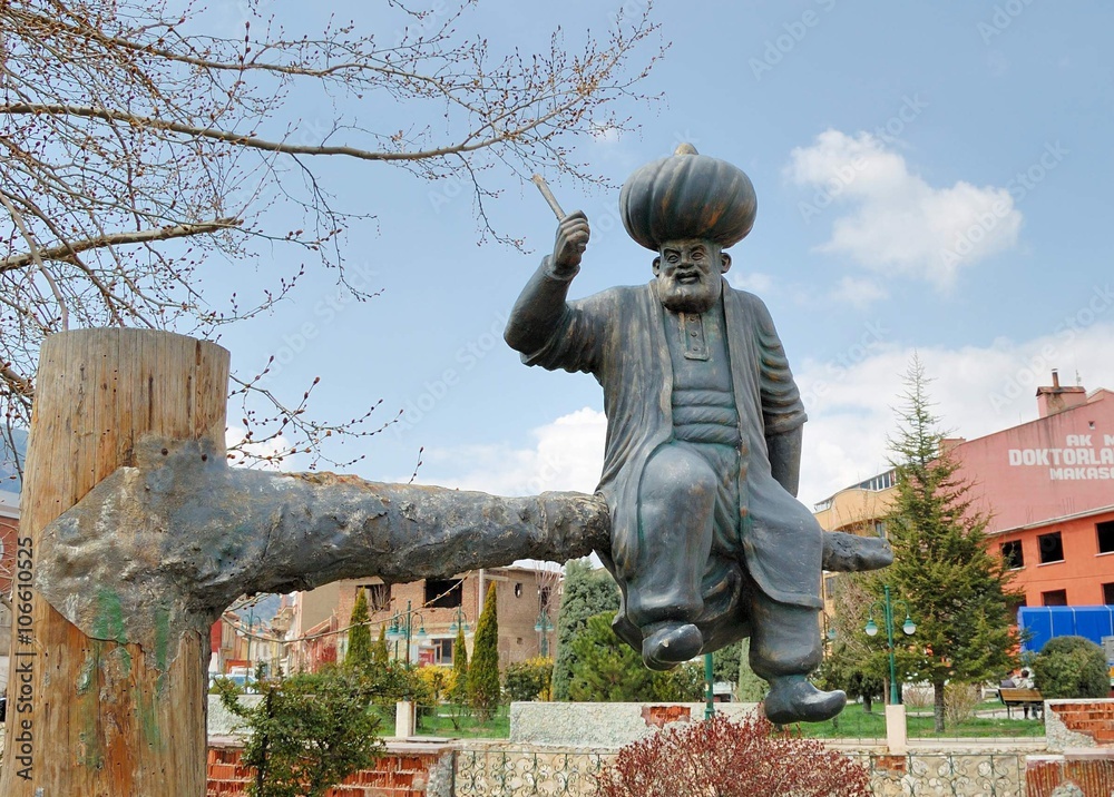 Monument to Khoja Nasreddin in his hometown of Aksehir, Turkey/One of ...