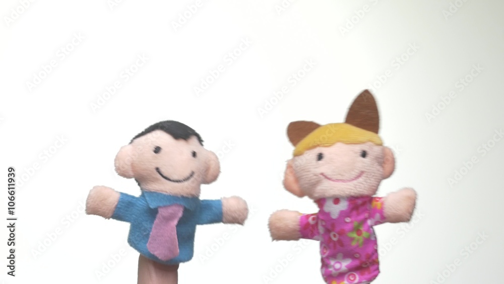 Wearing a hand with fingers on puppets, Wife and husband / Male ...