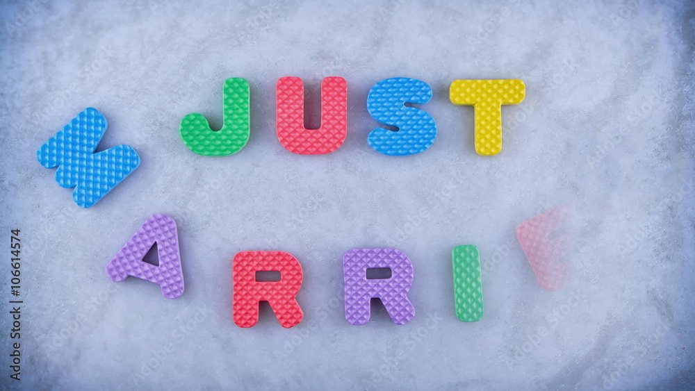 Vidéo Stock Words Just Married appearing letter by letter on the blue ...