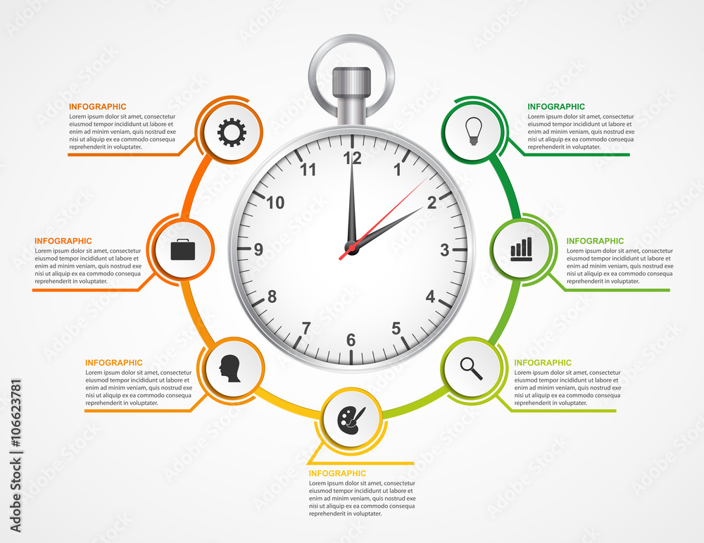 Infographics design template. Stopwatch with a circular options. Vector ...