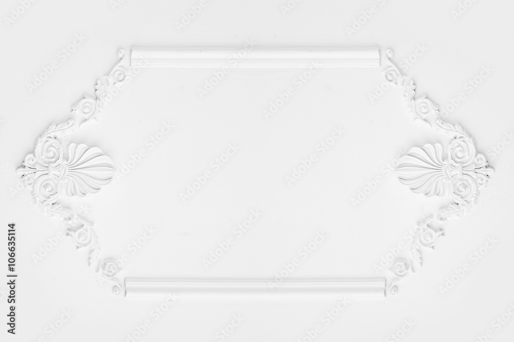 Architectural Luxury White Wall Design With Mouldings Stock Photo architectural-luxury-white-wall-design-with-mouldings-stock-photo