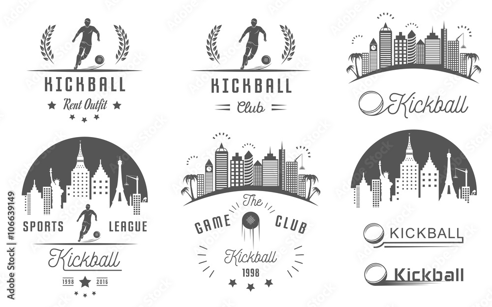 Set of Kickball Logo, Badges and Emblems Stock Vector | Adobe Stock