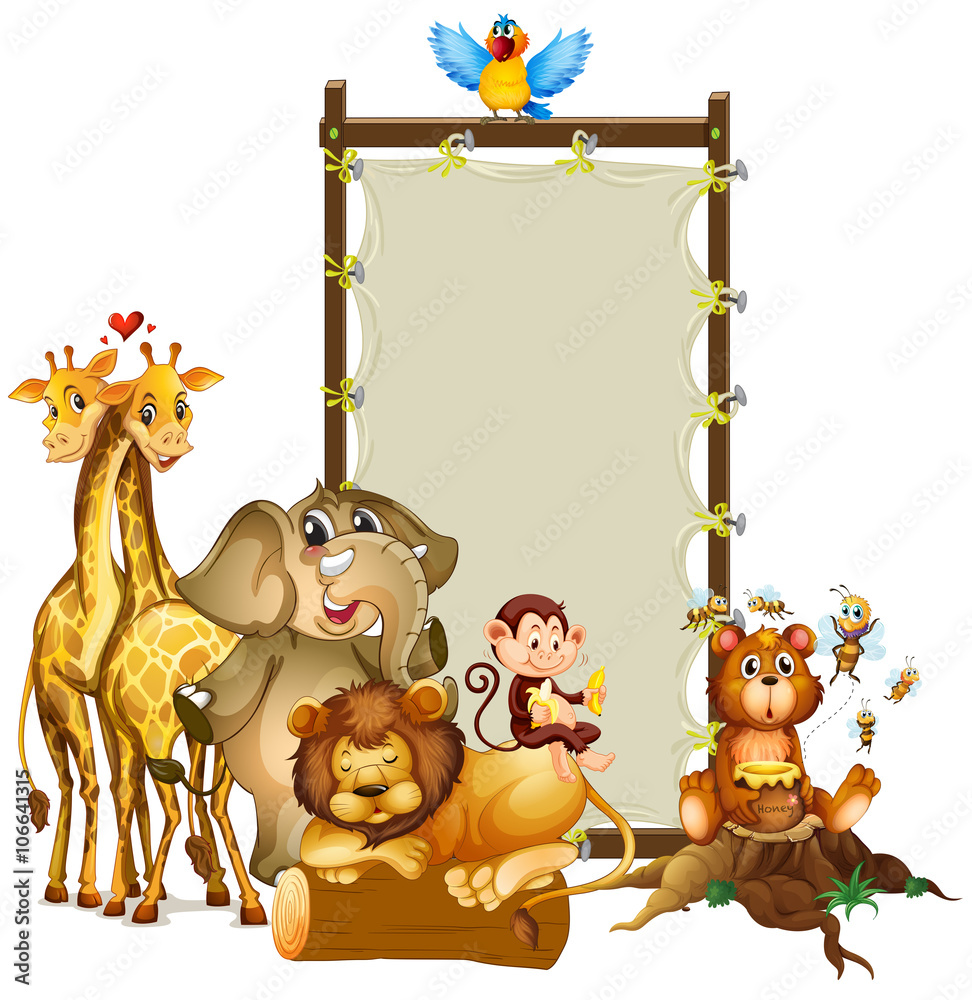 Frame design with wild animals Stock Vector | Adobe Stock